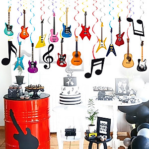 20PCS Guitar Party Hanging Swirls Decorations for Guitar Theme Birthday Party Hanging Booth Props Musical Instrument Hanging Swirls for Music Note Baby Shower Supplies