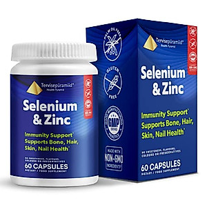 Health Pyramid Selenium and Zinc Supplement for Nail Growth, Bone, Skin, and Hair Health, Cellular Health, and Immunity Support, 60 capsules