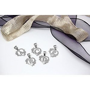 CaliRoseJewelry Beautiful Sterling Silver Initial Heart Pendant for Women - Letter L