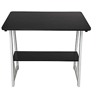 Desktop Computer Desk with Storage Rack, Home Office Study Writing Table Computer Gaming Table Bedroom Laptop Study Table, Student Workstation Study Reading Writing Desk PC Laptop Table (Black)