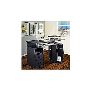 Techni Mobili Complete Computer Desk with Multiple Storage, Workstation Table with MDF Panels and PVC Laminate Veneer Surface, Espresso