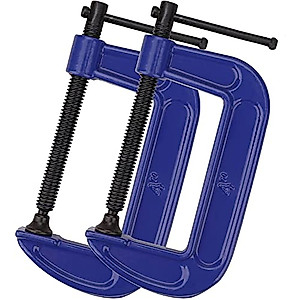 CEE 2Pack 4 Inch C Clamps Set, Heavy Duty C Clamps for Woodworking, Industrial Strength G Clamps for Welding, Building, Household Clamping Projects, Blue