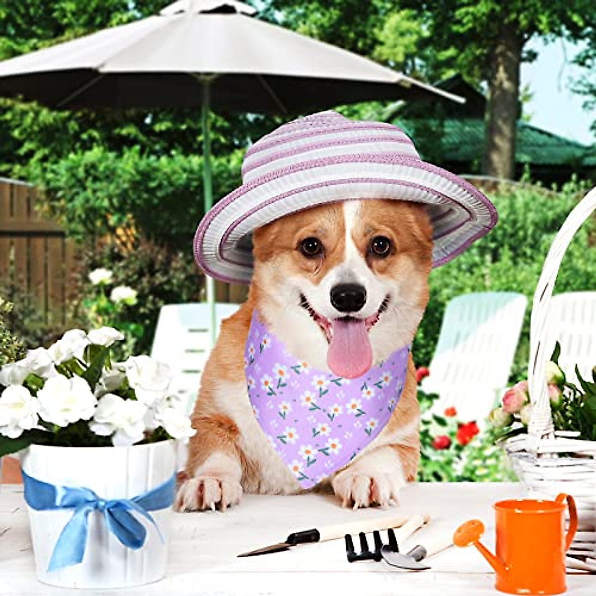 30 Pack Spring Summer Flower Dog Bandanas Bulk Soft Triangle Dog Scarfs Polyester Bandana PET Costume Cute Triangle Scarf Bibs with Flowers Patterns for Small Medium Large Pets