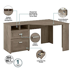 Bush Furniture Wheaton Home Office Desk, 60W, Driftwood Gray
