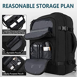 Dinictis 40L Travel Laptop Backpack for 17 Inch Notebook, Carry on Flight Approved Suitcase Backpack, Water Resistant Weekender Business Large Daypack for Men and Women-Black