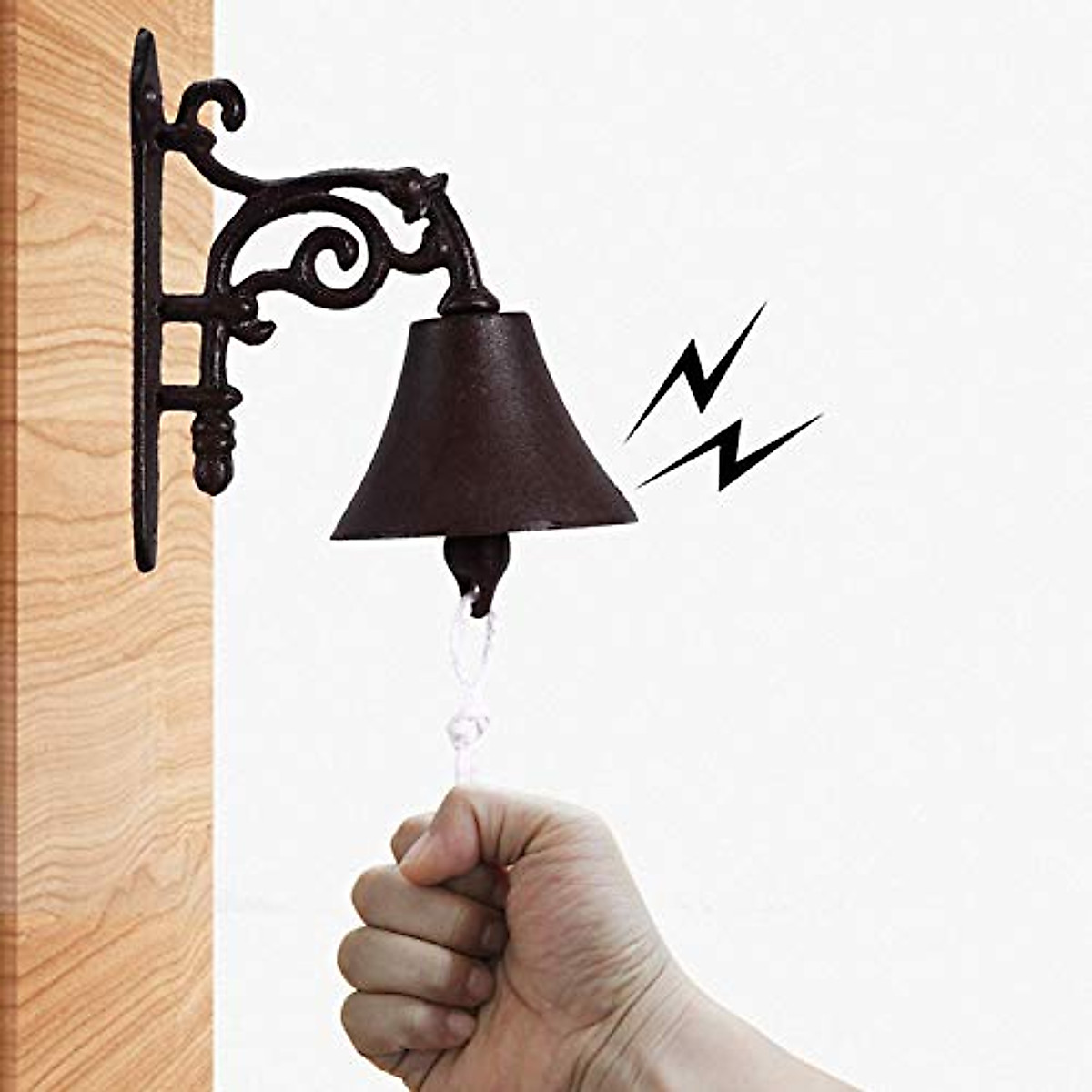 YHRR 1 Set Cast Iron Wall Hanging Bell,Christma Bells Welcome Ship Bell Hand Shaking Doorbell, Wall Mounted Dinner Bell, Metal Wall Art Decoration for Indoor Outdoor Garden Home