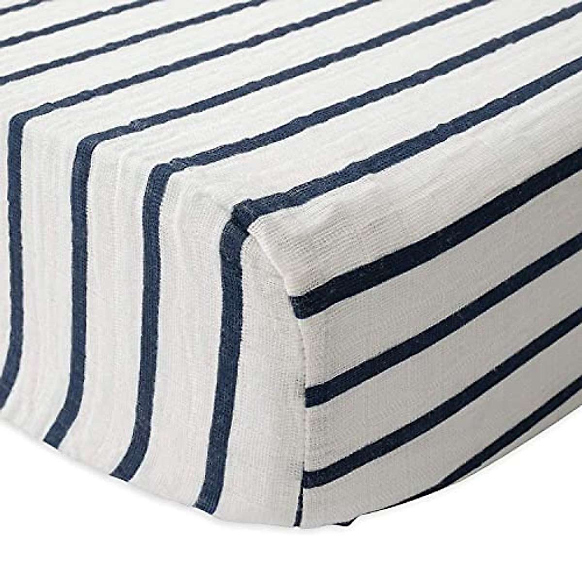 Red Rover Kids All-Cotton Muslin Fitted Crib Sheet- 52?x 28?x 9?- 100% Cotton - Machine Washable - Lightweight & Breathable - Playful Designs - Nursery, Crib, Bed - Unisex (Navy Stripe)