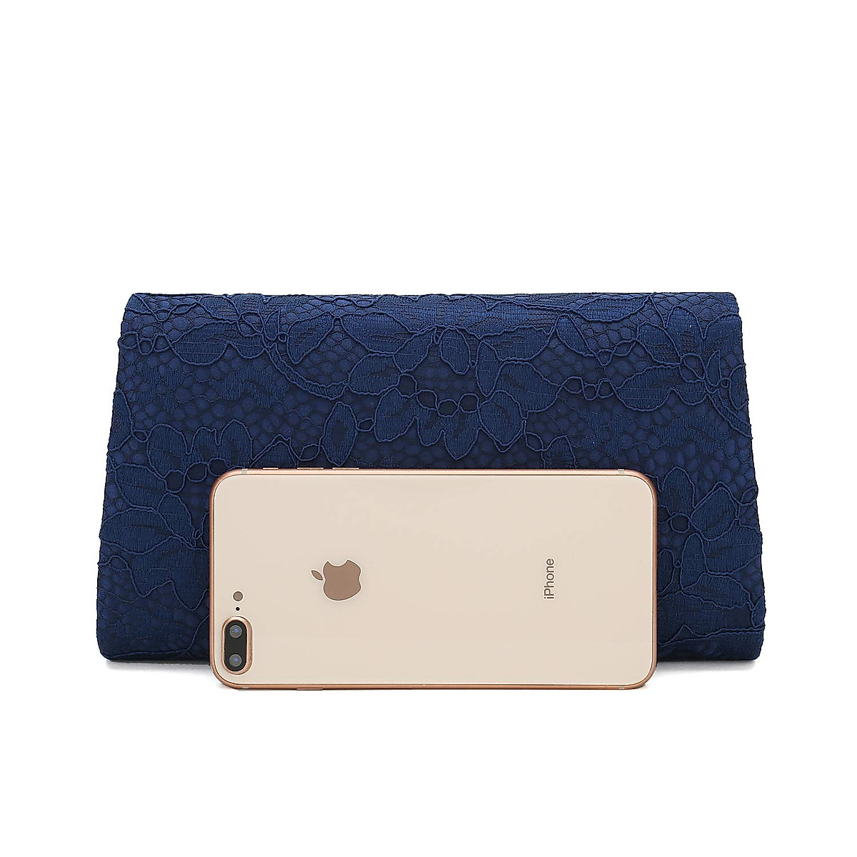 CHARMING TAILOR Classic Lace Clutch Purse Lady Formal Dressy Handbag Evening Bag for Prom/Wedding (Navy)