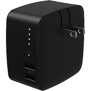 Mophie Powerstation Cube 10,000mAh Dual Port Portable Battery with Built-in Wall Plug + Car Charger, Black