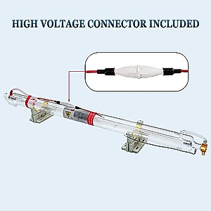 MCWlaser 60W CO2 Laser Tube Length 1000mm Dia.55mm Glass Laser Tube with Metal Head 6000hrs MTTF for 60-70W CO2 Laser Engraving and Cutting Machine