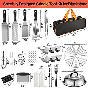 Griddle Accessories Kit for Blackstone, Exclusive Taco Holders, Melting Dome& Wire Rack, 36pcs BBQ Flat Top Grill Accessories Tools for Camp Chef Smoker Kitchen, Gifts for Men Women