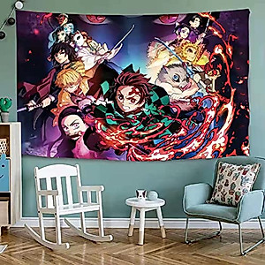 Demon Slayer-Anime-Tapestry-Poster, A Large Mural Scroll Suitable For Living Room, Bedroom And Birthday Parties, As A Gift To Relatives And Friends (60"X80"in, Fuchsia)