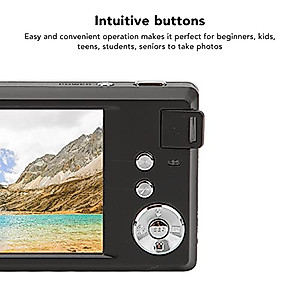 Compact Digital Camera, Built in Fill Light 4K Intuitive Buttons 1080P Digital Camera 16X Zoom with Type C Port for Camping for Teens (Black)