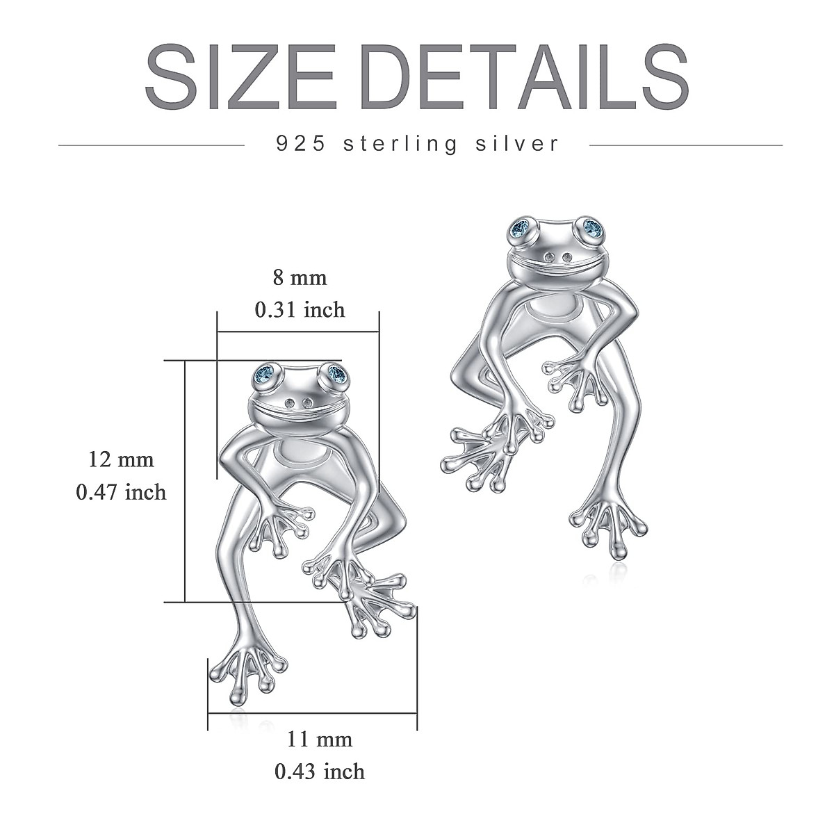 PYTALI Frog Earrings 925 Sterling Silver Stud Earrings Cute Fun Funny Earrings Animal Earrings Frog Jewelry for Women (Aquamarine Eyes)