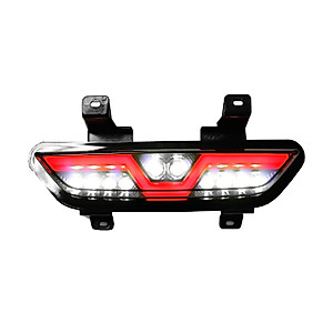 iJDMTOY Smoked Lens LED Rear Foglamp Compatible With 2015-2017 Ford Mustang, Full Red LED Tail Light Assembly Functions as Reverse Light & Rear Fog Light