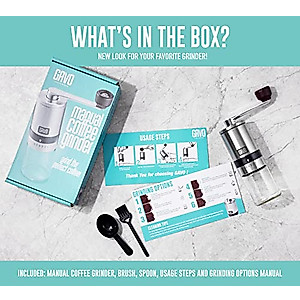 GAVO Manual Coffee Grinder with Stainless Steel Burr - Coffee Grinder Manual with Adjustable Settings for Aeropress, Drip Coffee, Espresso, French Press, Turkish Coffee & More!