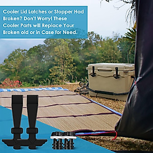 Feekoon Cooler Lid Latches and Cooler Drain Plug Replacement Parts Set Compatible with RTIC Hard Coolers, (2 Pcs Cooler Lid Latches, 2 Pcs Cooler Drain Plugs)