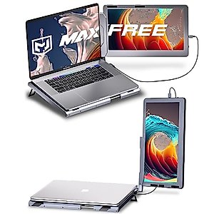 Maxfree F1 Laptop Screen Extender - 14'' Portable Monitor for Laptop with 360° Rotation Stand - Full Type-C & Mini-HD Plug & Play - Compatible with Windows, Mac, Surface, Switch - for 12-17'' Laptops