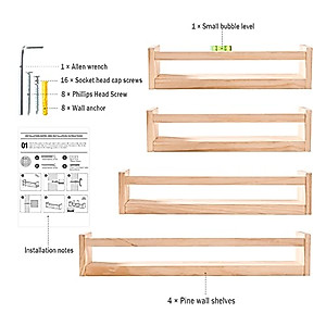 Nursery Book Shelves Natural Wood Wall Bookshelves Wall Shelf for Bathroom Decor Perfect for Your Kitchen Bedroom Dining Room Nursery Room a Set of 4 Different Sizes Can Be Dyed