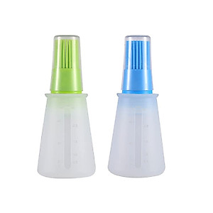 HLLMX 2 PCS Silicone Oil bottle brush Portable Oil Bottle Barbecue Brush Silicone Cooking Grill Barbecue Baking Pastry Oil,Honey,Sauce Bottle Brush Silicone Kitchen bbq Cooking Tool