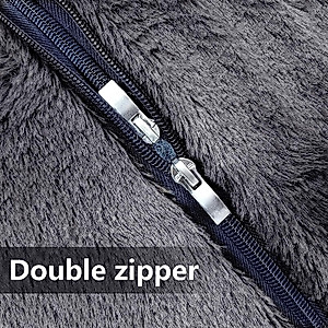 Giant Fur Bean Bag Chair Cover for Kids Adults, (No Filler) Living Room Furniture Big Round Soft Fluffy Faux Fur Beanbag Lazy Sofa Bed Cover (Dark Grey, 6FT)