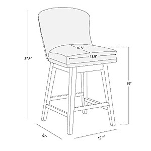 CHITA Counter Height Swivel Barstools, Upholstered Performance Fabric Bar Stools Set of 2, 26" Seat Height, Linen