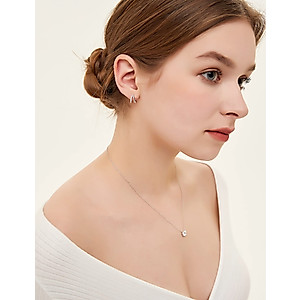 EAMTI 925 Sterling Silver Hoop Earrings For Women CZ Cubic Zirconia Half Hoop Earrings Small Split Huggie Hoop Earrings Hypoallergenic