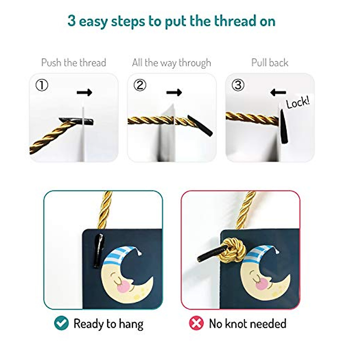 Funplus Baby Sleeping Sign for Front Door - Do Not Knock or Ring - 10″x5″ PVC Plastic Hanging Sign，Please do not knock or ring the bell, it upsets the dog, which upsets the baby, which upsets mom