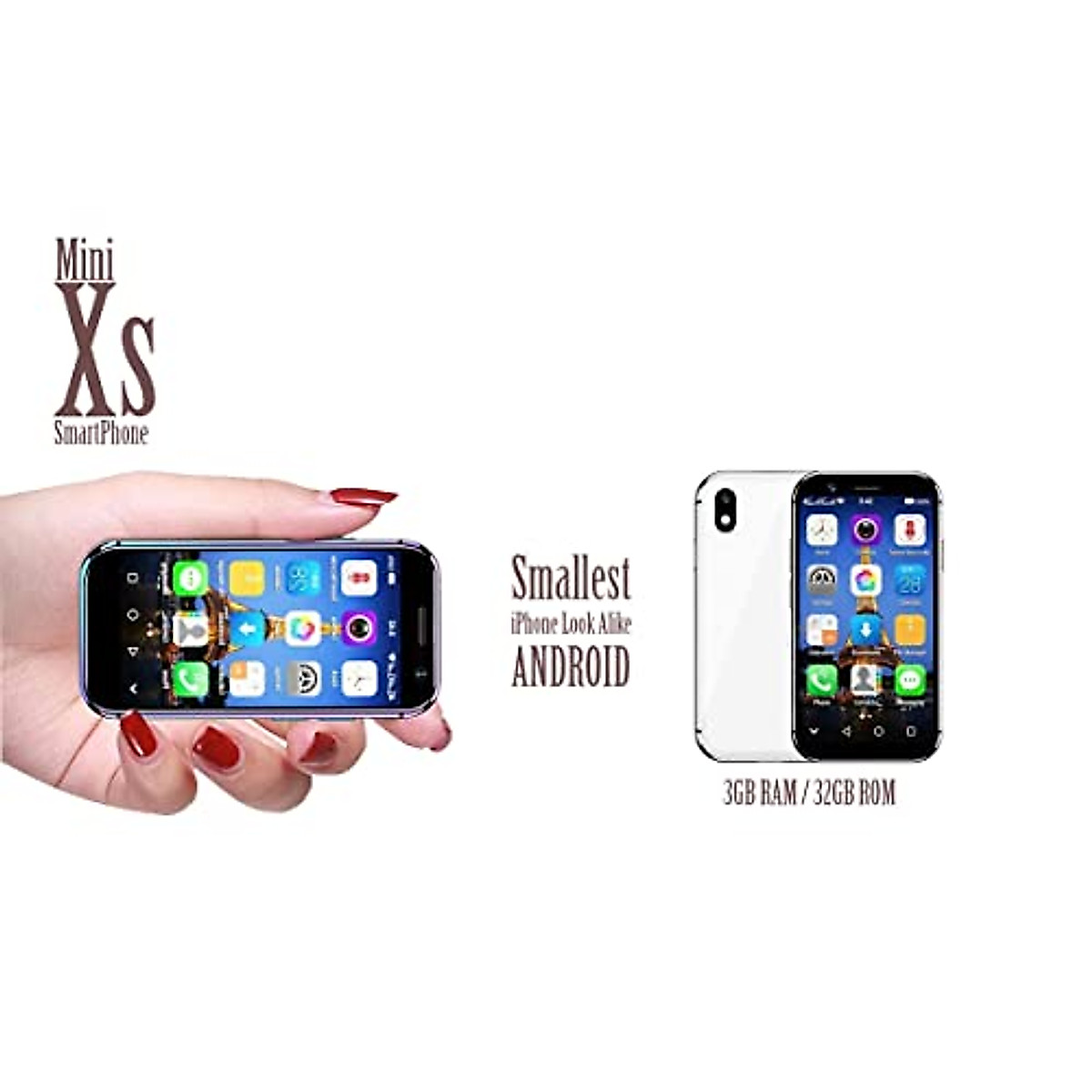 iLight Mini Smartphone XS, World's Smallest 10+ Android Phone 4G LTE, Super Small 2.5" Touch Screen. Global Unlocked - Great for Kids. Pocket Phone Gift. 1GB RAM / 8GB ROM. Tiny iPhone 10s Look Alike