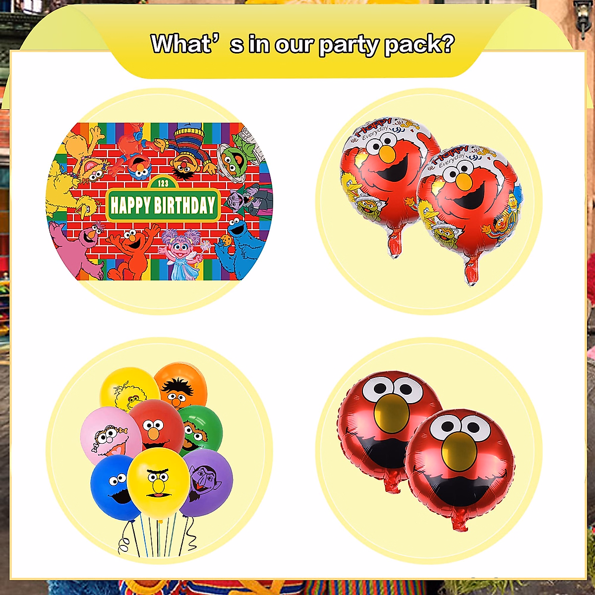 Birthday Party Supplies Cartoon Party Decoration Includes 59 X 39inch Backdorp, Latex Balloon, Foil Balloon, Birthday Street Theme Party Decoration for Kids Birthday Party Favors