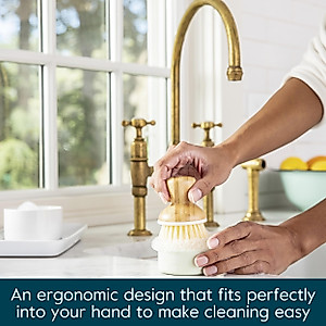 Grove Co. Bubble-Up Dish Soap Dispenser & 2 Pack Brush Set, Ergonomically Designed Dish Scrubber, Removes Tough Messes, Gentle on Dishes, Sustainable Solution to The World's Waste