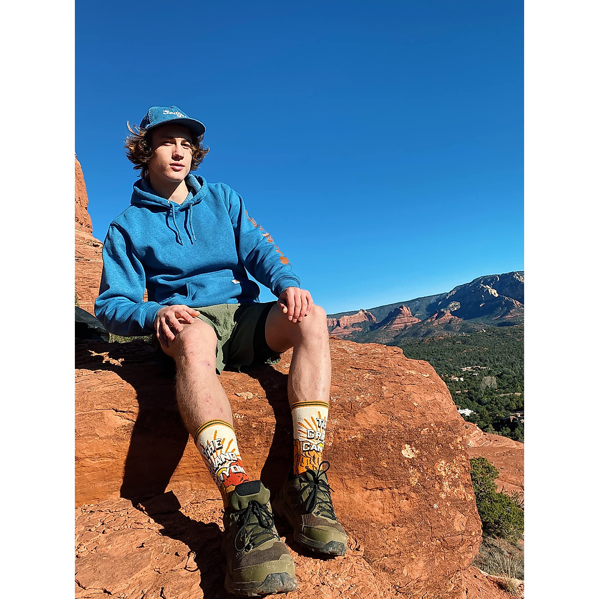 Men's Novelty Crew Socks ,National Park, Oooh Yeah Funny Fun Crazy Cool Socks, Casual Dress Socks (Grand Canyon)