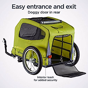 Schwinn Rascal Bike Pet Trailer, For Small and Large Dogs, Large (Up to 100lbs), Green