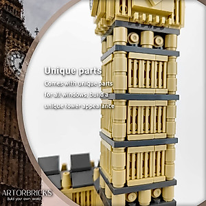 ArtorBricks Architectural Elizabeth Tower Big Ben Building Set Model Kit and Gift for Adults (891 pieces)