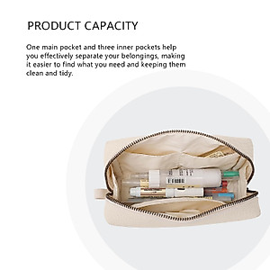 YONBEN Pencil Case Cotton Canvas Pen Pouch Bag, Lightweight and Stylish Ideal for Organizing Stationery (Beige)