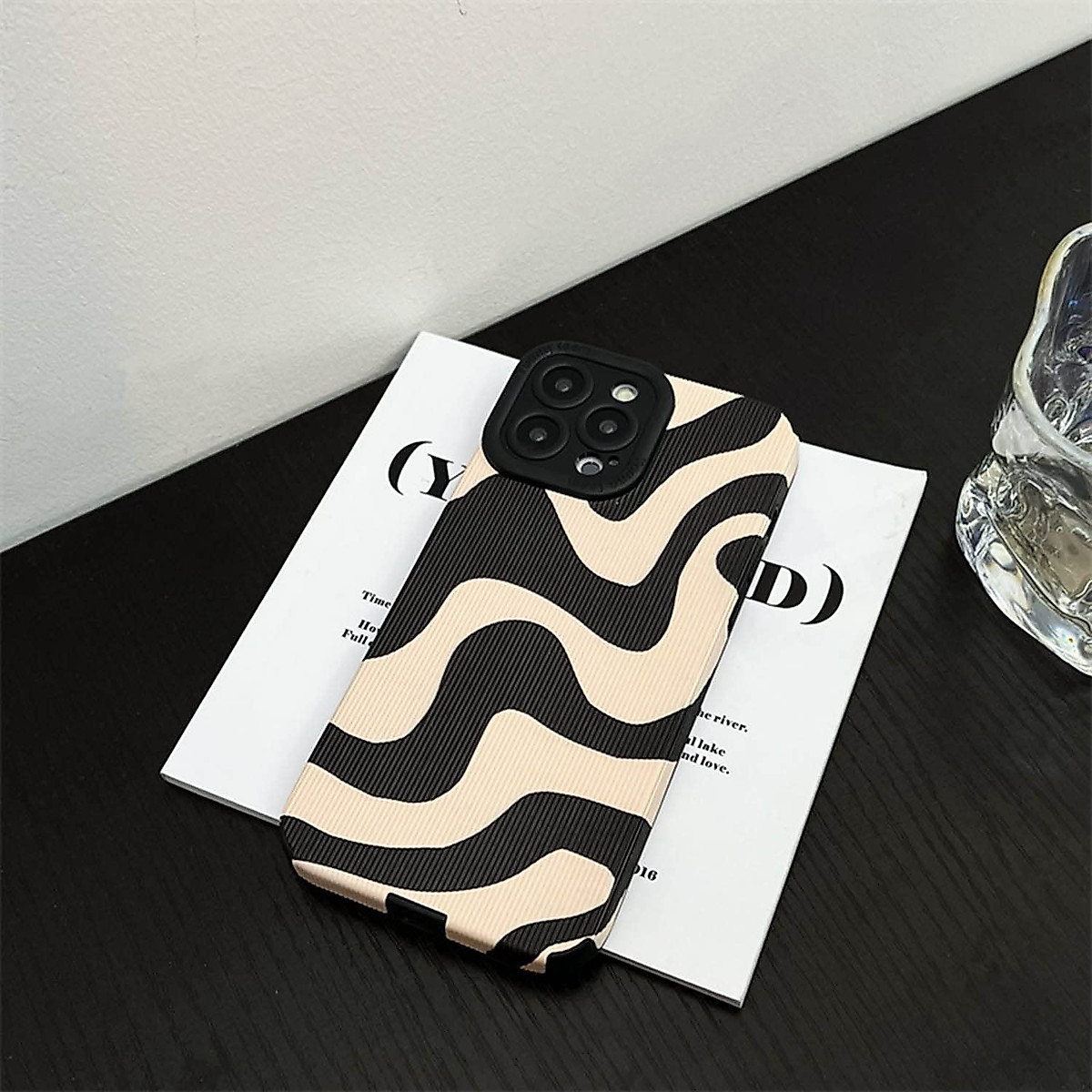 Ownest Compatible with iPhone 12 Mini Case with Fashion Simple Cute Zebra Stripes Pattern Case for Women Girls Soft Silicone Protection Case for iPhone 12 Mini-Black