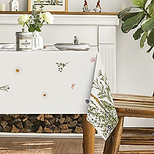 Horaldaily Spring Summer Tablecloth 60x84 Inch, Wild Flowers Floral Table Cover for Party Picnic Dinner Decor