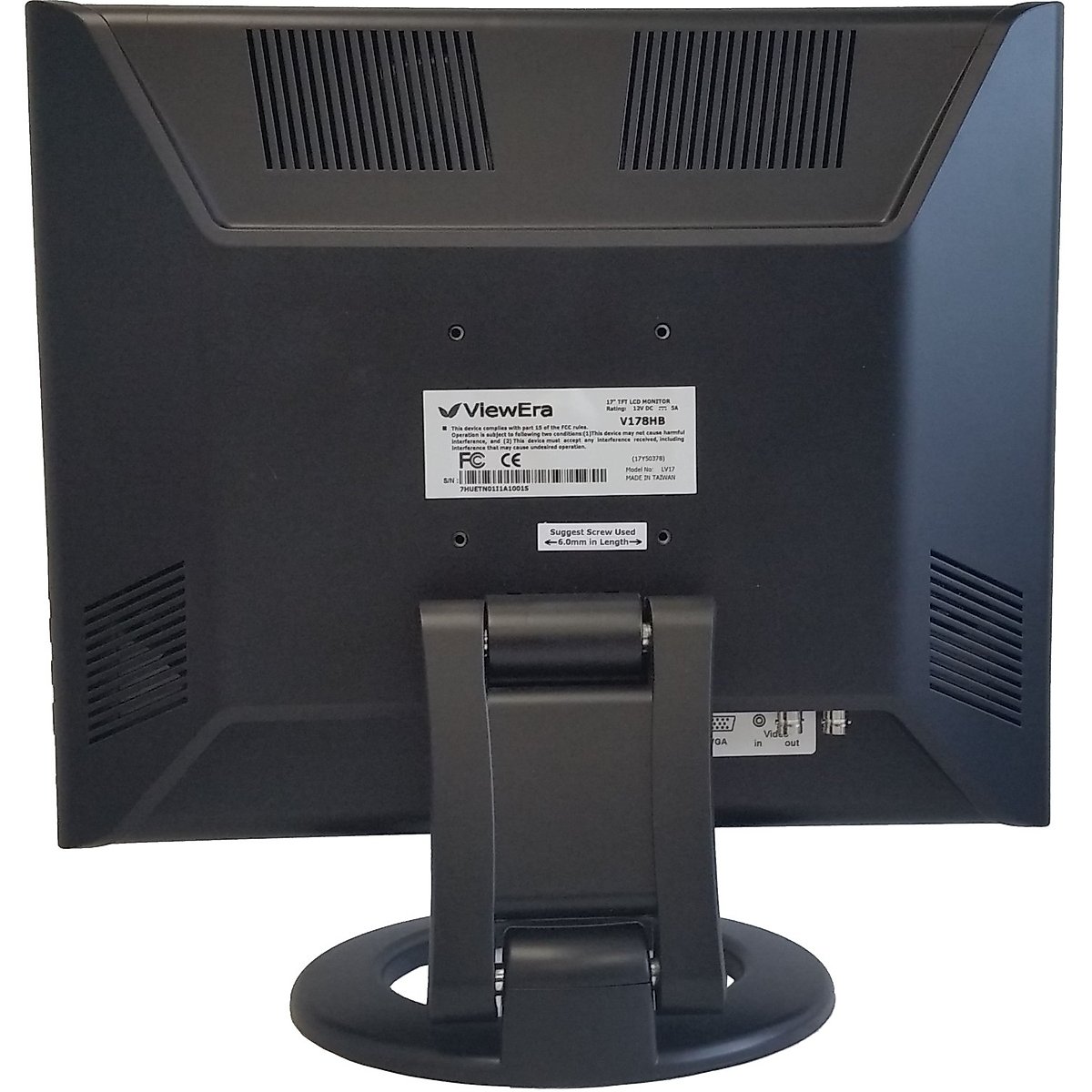 ViewEra V178HB TFT LCD Security Monitor 17" Screen Size, VGA, 1 CH BNC in/Out, 1x HDMI, Resolution 1280 x 1024, Brightness 250 cd/m2, Contrast Ratio 1000:1, Response Time 5ms, Built-in Speaker