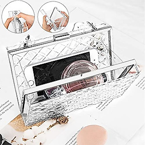 Clear Purse for Women, Acrylic Box Evening Clutch Bag, Mini Jelly Purse Transparent, Stadium Approved Crossbody Shoulder Handbag for Women.(silver)