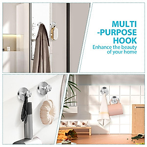 Fliverly Suction Cup Hooks for Shower, Bathroom, Kitchen, Glass Door, Mirror, Tile – Loofah, Towel, Coat, Bath Robe Hook Holder for Hanging up to 15 lbs – Waterproof Sliver (2-Pack)