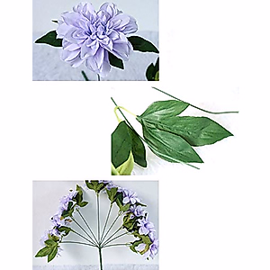 10 Heads Dahlia Fake Flowers Artificial Dahlia Flowers Faux Flowers for Home Wedding Party Office Supplies (Purple)