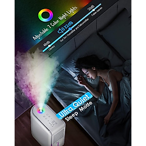 Dehumidifier and Humidifier Combo 2 in 1(350 Sq. Ft)for Bedroom with 7 Color Light, Quiet and Smart 35OZ Ultrasonic Cool Mist, 360°Nozzle Dehumidifier and Humidifiers Combo for Home|Bathroom|Basement