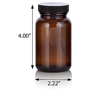5 oz Amber Glass Packer Bottle with Black Ribbed Lid (6 pack)