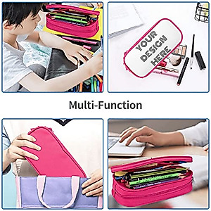 Custom Pencil Case Design Your Own Big Capacity Multifunction PersonalizedBox Bag for Students Stationery,School,Office Pink, One Size