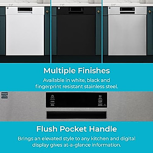 Kenmore 24" Built-In Stainless Steel Tub Dishwasher with SmartWash, UltraWash, SmartDry Plus, MoreSpace Adjustable Rack, Energy Star Certified, Fingerprint Resistant Stainless Steel