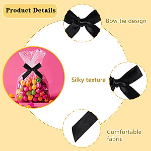 AOZUO 100 Pieces Tiny Bows, Mini Black Bows DIY Satin Fabric Bow Gift Wrapping Small Ribbon Bow Premade Bow for Treat Bags Cake Pops Candy Wedding Favors Bridal Shower Christmas Decor(Black)