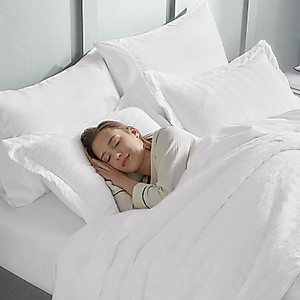 CozyLux Twin Bed in a Bag White Seersucker Textured Comforter Set with Sheets 5-Pieces for Girls and Boys - Bedding Sets with Comforter, Pillow Sham, Flat Sheet, Fitted Sheet, Pillowcase