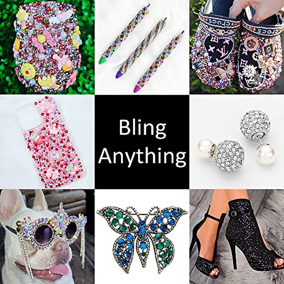 Glue With 2500Pcs Clear Silver Rhinestones Diamonds for Crafts Clothes Clothing Fabric Shoes, FlatBack Rhinestone Kit Silver Gems for Crafts Jewels Flat Back Rinestones for Tumbler, Badazzle kit