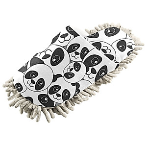 Cute Animal Panda Bear Mop Slippers Shoes Cover for Floor Cleaning Washable Dust Dirty Hair Cleaners Microfiber Mop Socks for Kitchen House Office