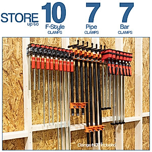 Fulton Woodworking Tools Modular Clamp Rack Assortment with 1 Each F-Clamp Rack •1 Each Bar/Parallel Clamp Rack and 1 Each Pipe Clamp Rack Included, Quick to Align •Pre-Drilled 16 inch on Center